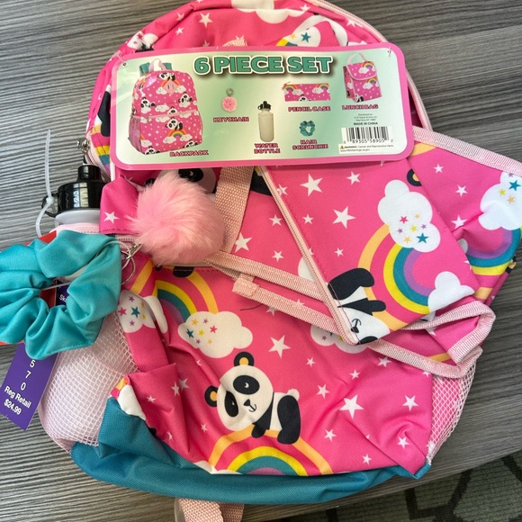 6 in 1 panda backpack | Accessories | Girls 6 Piece Pink Backpack Set ...